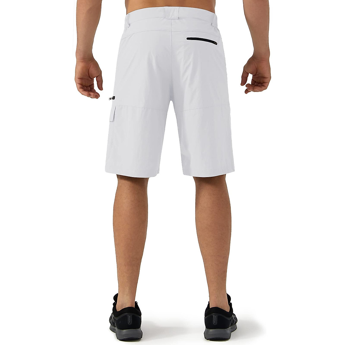 CRYSULLY Mens Summer Outdoor Shorts Lightweight Quick Dry Cargo Casual Hiking Shorts with 5 Zipper Pockets White 34