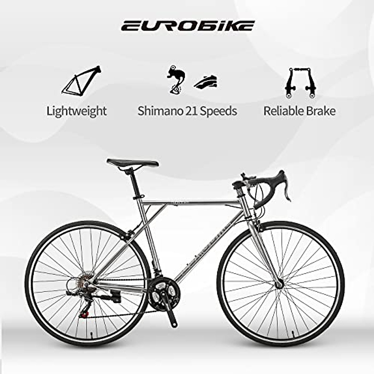 EUROBIKE Road Bike, XC560 700C Road Bikes for Men, 21 Speeds,Lightweight Bicycle, Mens Road Bicycle, Commuter Bike (Silver)