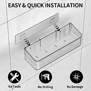 PureSprout Shower Caddy 7-Pack,Large Bathroom Shelves, Adhesive Shower Organizer With Soap Holder,Rustproof No Drilling Shower Shelves for Inside Shower, Bathroom,Kitchen Organizer and Storage, Gray