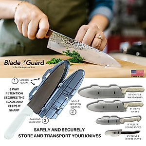 Agilux KnifeSafe Knife Blade Cutlery Protective Cover Edge Guard Safely Store and Transport Kitchen Camping Hunting Sports RV Dishwasher Safe for Chef's and Home (Charcoal, 6)