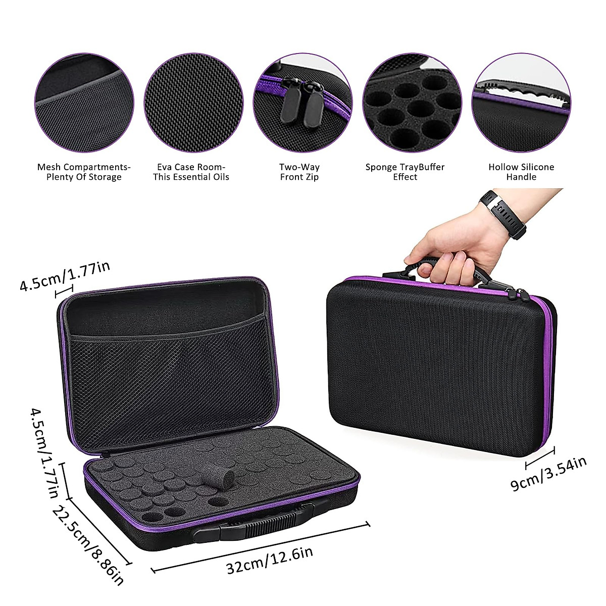 60 Bottle Essential Oil Storage Organizer Carrying Case, Essential Oils Holders Organizer Essential Oil Bag Holds 5ml 10ml 15ml Oils Bottle,Compatible with do Terra,Young Living,Vallejo,Army Painter