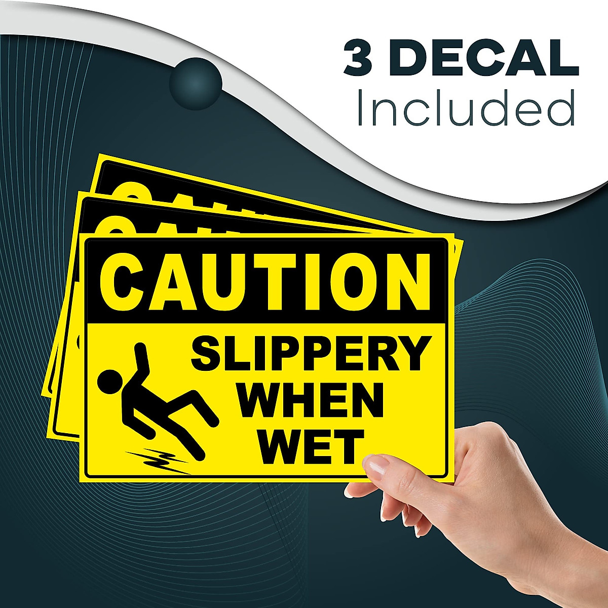 Caution Slippery When Wet Sign - 4 x 6 Wet Floor Signs 3 Pack - Wall Caution Stickers Wet Floor Sign - Wet Floor Signs Commercial