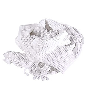 Püskül - Turkish Beach Towels Oversized Waffle - Softest 100% Turkish Cotton - 33x67 inch - White - Pack of 3 (3)