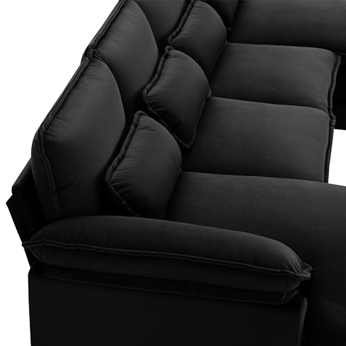 U-Shaped Symmetrical Modular Sectional Sofa Couch Velvet Upholstery Cloud Cushions Deep Seat Sleeper Sofa&Couch W/Wide Chaises and 4 Pillows for Living Room