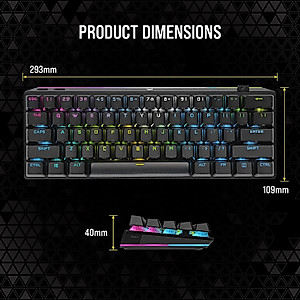 Corsair K70 PRO MINI WIRELESS 60% (CH-9189014-NA) Mechanical CHERRY MX Speed Switch Keyboard with RGB Backlighting - Black (Renewed)