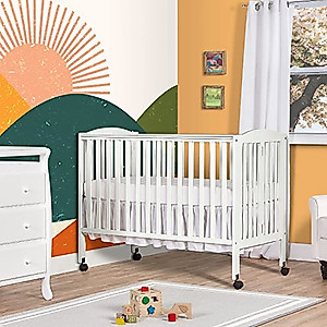 Dream On Me, Full Size 2-in-1 Folding Stationary Side Crib, White