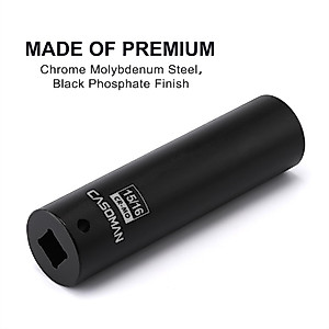 CASOMAN 2PCS 1/2-Inch Drive Extra Deep Socket- 3/4" & 15/16", CR-MO, SAE, 6-Point, Extra Long