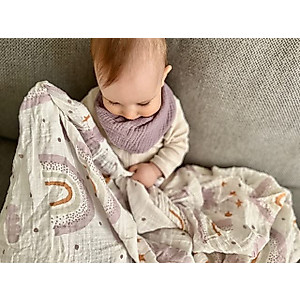 Dreams from the Big City Boho Nursery Decor Cotton Muslin Crib Sheet for Babies and Toddlers - Modern, Gender Neutral, Bohemian Fitted Sheet (28" x 52" x 9") - Clouds & Rainbows Crib Mix