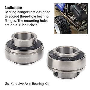 Go-Kart Live Axle Bearing Kit (1 inch) Compatible with Azusa axles, Also for Go Karts Mi-ni Bikes/Trikes/Off Road ATV - Axle with 3-Hole Flangettes
