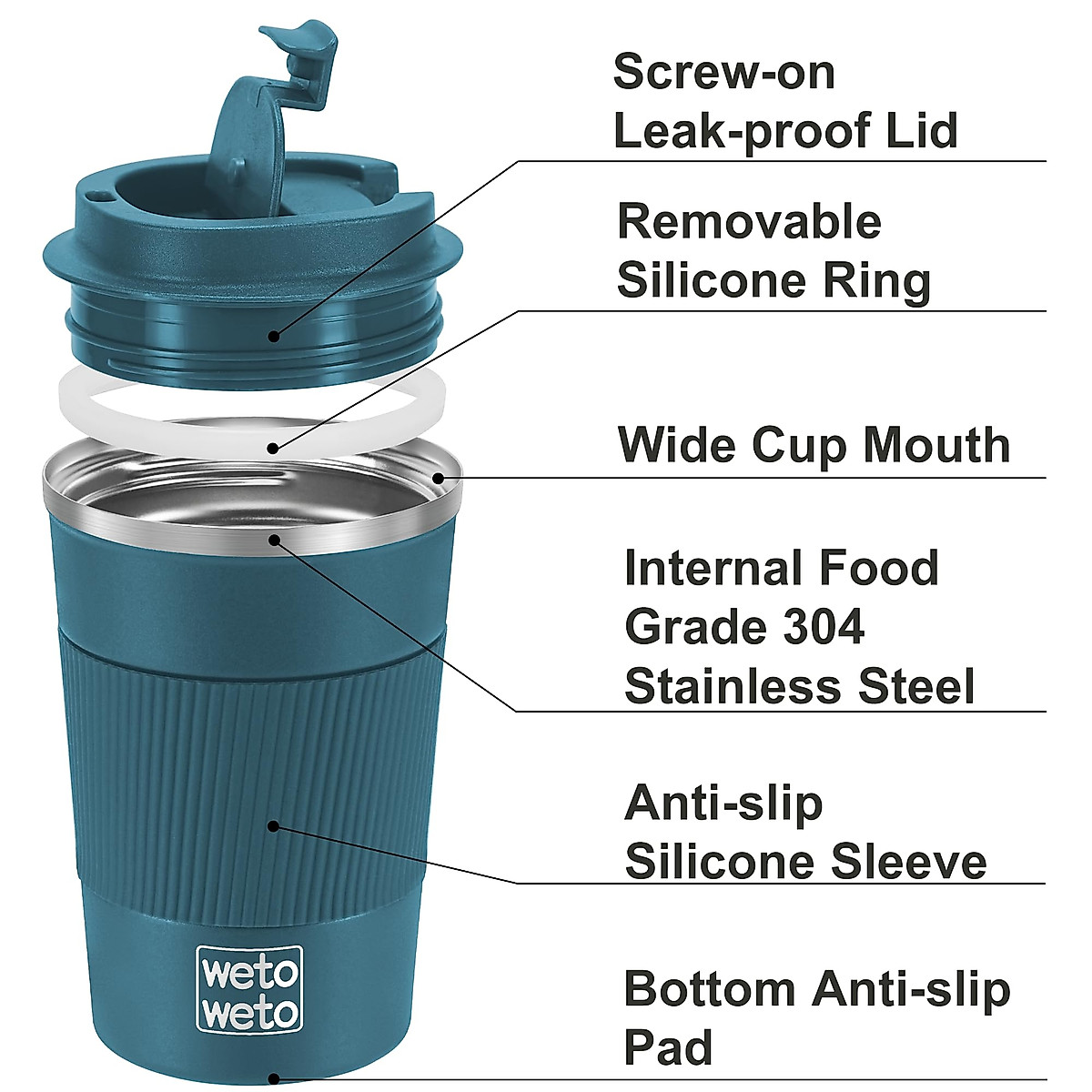 WETOWETO 12oz Stainless Steel Coffee Tumbler, Travel Coffee Mug, Insulated Coffee Mug with Lid, Spill Proof Coffee Cup, Portable Thermal Mug, Reusable Coffee Cup for Hot and Cold…