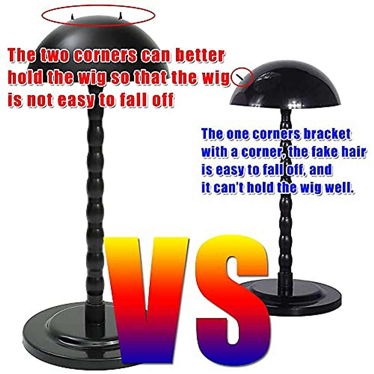 FDBJulyy 4 PCS Wig Stand Wig head Stand Wig head,4 PCS Wig Stand for 14.2 Inch wigs Portable Wig Holder Hat Display Portable Travel Wig Holder Stands for Multiple Wig Head Stand Stable (4 Pack Black)