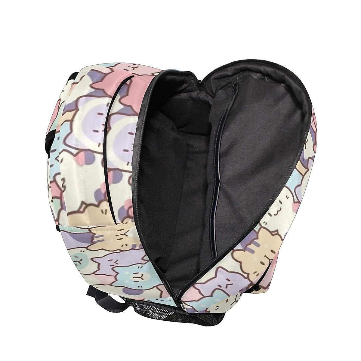 Colorful Cats Bookbag Cute Animal Pattern Schoolbag Business Laptop Roomy Backpack Bookbag for Hiking Traveling Camping