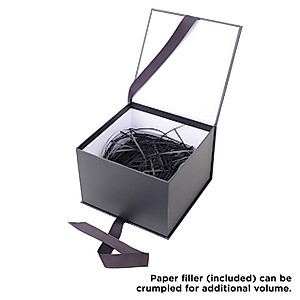 Hallmark 7" Gift Box with Lid and Paper Fill (Solid Gray) for Christmas, Weddings, Graduations, Father's Day, Anniversaries, Valentines Day, Grooms Gifts and More