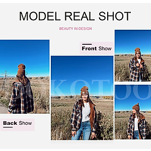 Dokotoo Hooded Shacket Jacket Women Fashion Plaid Flannel Shirts Fleece Lined Long Sleeve Button Up Jackets Sherpa Fuzzy Thick Coats Vintage 2024 Fall Warm Winter Oversized Coat Outwear Blue S