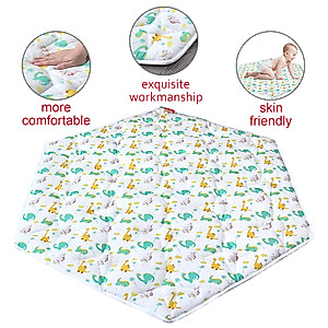 Hexagon Playpen Mat, Dinosaur Print Baby Playmat Kids Tent Mat Hexagon Rug Mat Suitable for Regalo My Play Portable Play Yard Six Pannel Playpen