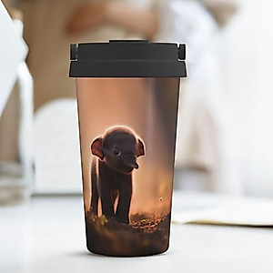 WANGXUEE African Elephant Print 500ml Stainless Steel Travel Tumbler Double Wall Vacuum Insulated Coffee Mug