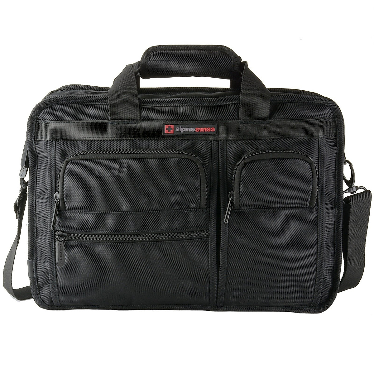 Alpine Swiss Conrad Messenger Bag 15.6 Inch Laptop Briefcase with Tablet Sleeve Black