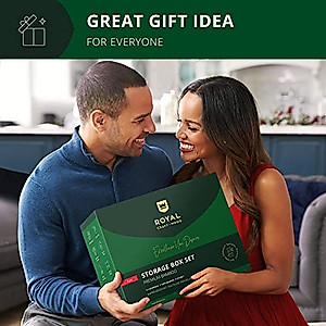 ROYAL CRAFT WOOD Luxury Bamboo Drawer Organizer Storage Box, Bin Set - Multi-Use Drawer Organizer for Kitchen, Bathroom, Office Desk, Makeup, Jewelry (8 Boxes)