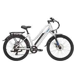 Hurley J-Bay E Electric E-Bike, 7 Speed, Disc Brakes (Silver, M / 16" Fits 5'2″-5'10″)
