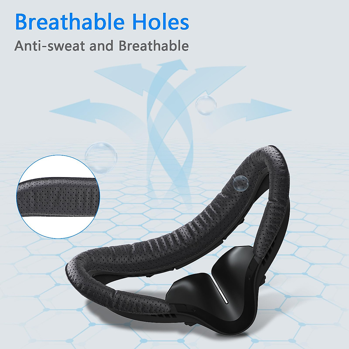 VR Facial Interface & Face Pad for Oculus Quest 2, VR Face Cover Cushion Replacement Compatible with Quest 2,Breathable Holes Leather Protective VR Accessories