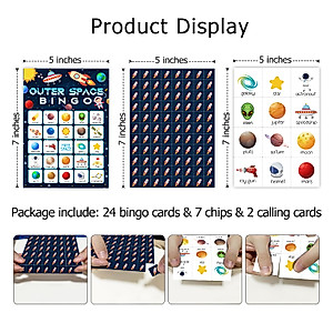 Ziyouza Outer Space Bingo, Solar System Birthday Bingo Cards, 24 Players Bingo Games for Space Theme Birthday Family Party Outdoor Trip Activity -04