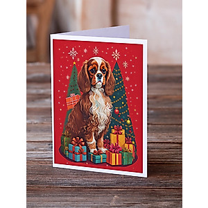 Caroline's Treasures DAC3066GCA7P Cavalier Spaniel Holiday Christmas Greeting Cards Pack of 8 Blank Cards with Envelopes Whimsical A7 Size 5x7 Blank Note Cards