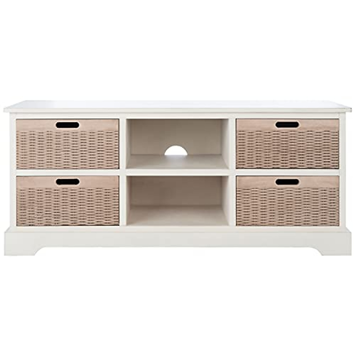 SAFAVIEH Home Collection Landers Distressed White 4-Drawer Media Stand (up to 55-inch Flat Screen TV)