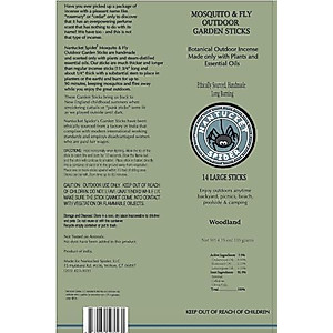 Nantucket Spider Mosquito Repellent Sticks 14 Pack and Holder | Repels Mosquitoes & Flies | Slate Block Holder | Outdoor Garden Natural Essential Oil Incense | Woodland Scent