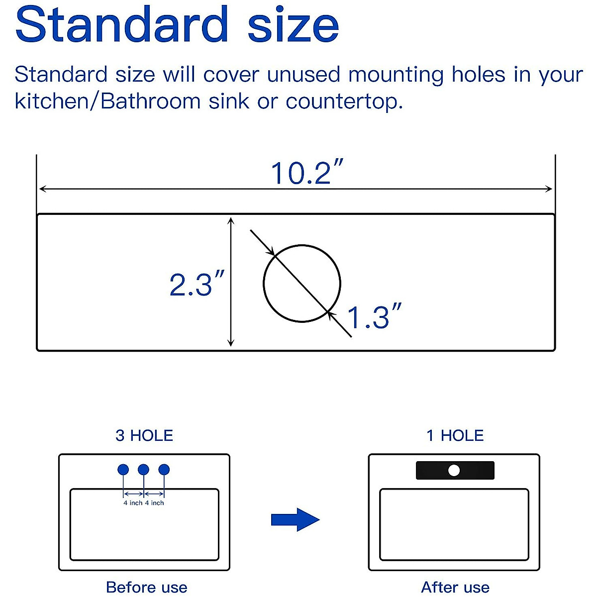 Bathfinesse 10" Kitchen or Bathroom Sink Faucet Black Hole Cover Deck Plate Square Stainless Steel Escutcheon for Covering Unused Mounting Holes,P-111-B