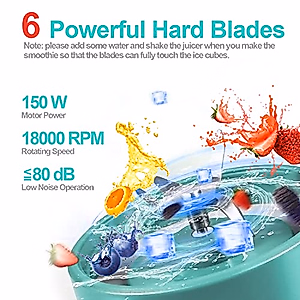 Smoothies Shake Blender with Powerful Blades, Personal Blender for Shakes and Smoothies, Portable Blender Mini Juicer for Kitchen Travel Gym Sports