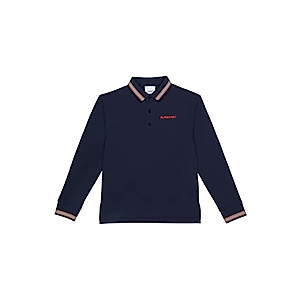 BURBERRY Boy's Christo Polo Long Sleeve (Toddler/Little Kids/Big Kids) Midnight 8 Years