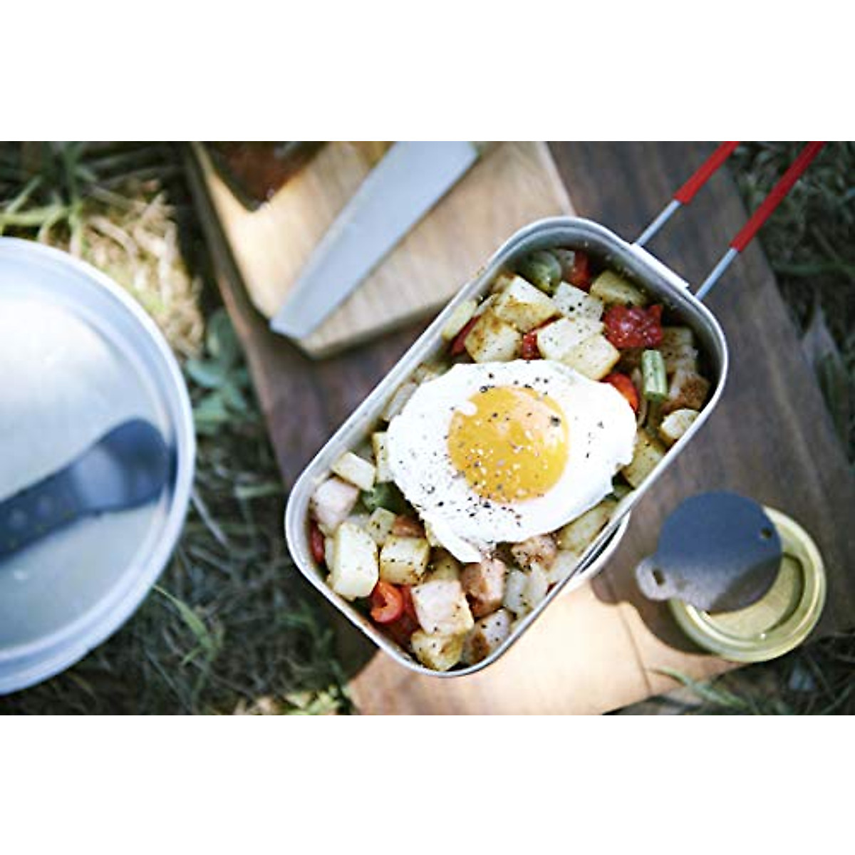 Trangia Mess Tin Reusable Sustainable Storage Container, Red Handle, Large