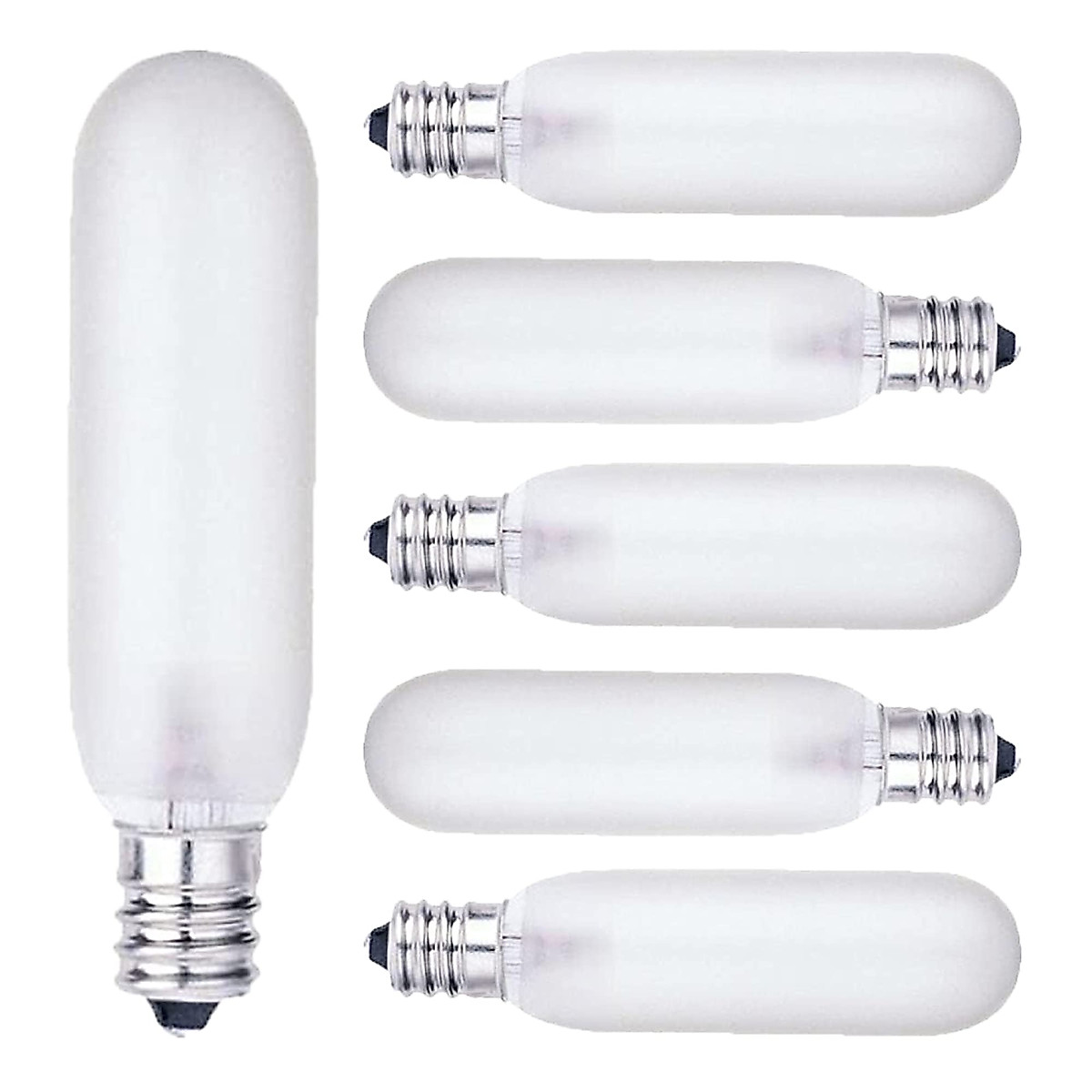 DYSMIO T6 Tubular Candelabra Base - E12 Frosted Dimmable Incandescent Light Bulb - Pack of 6