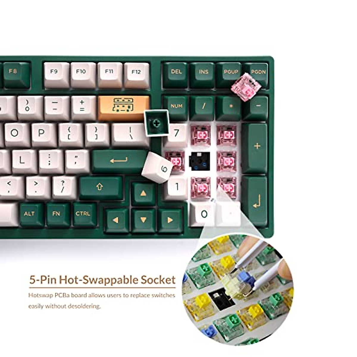 Akko 3098S 1800 Compact Hot Swappable Mechanical Keyboard, 98-Key Wired Gaming Keyboard with PBT Double-Shot Keycaps and Tactile Switches for Mac & Win (Jelly Purple)