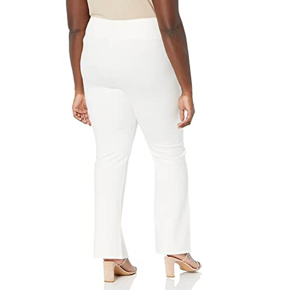 The Drop Women's Uma High Rise Fitted Slit Front Flare Pull-on Pant, Ivory, M