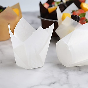 Tulip Cupcake Liners, halp·ssfm 200Pcs Muffin Baking Liners Holders Premium Baking Cups Cupcake Wrappers Christmas Cupcake Liners for Halloween Wedding Birthday Valentine Party（White）
