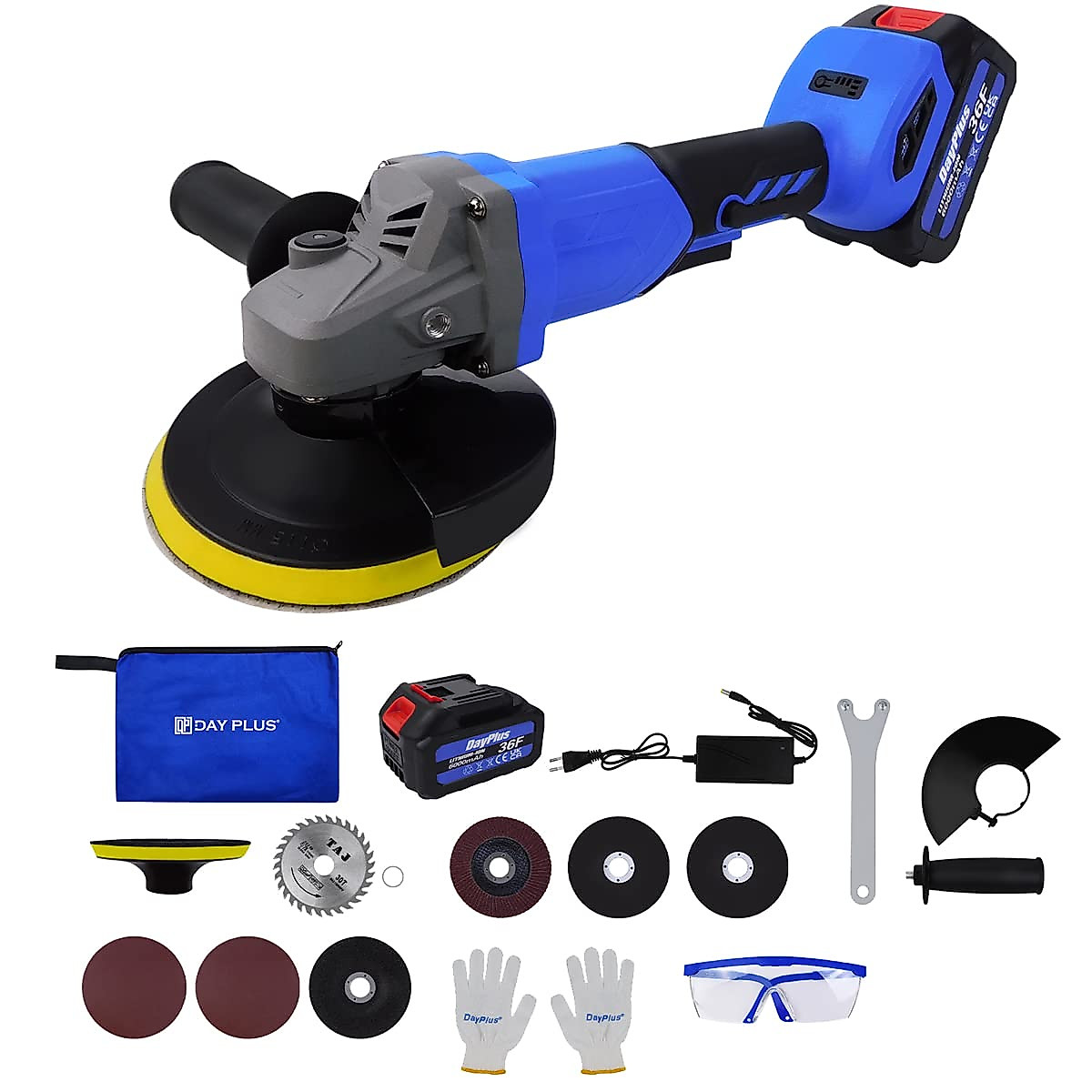 21V Cordless Angle Grinder Kit, 4-1/2'' Blade,10000 RPM Brushless Motor Electric Angle Grinder w/ 2-Position Handle, 3.0Ah Battery Grinder & Quick- Charger, for Cutting, Polishing