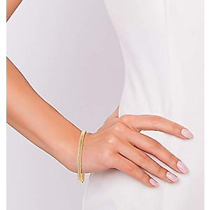 Miabella 18K Gold Over Sterling Silver Italian 5mm Mesh Link Chain Bracelet for Women, 925 Made in Italy (Length 7 Inches (Small))