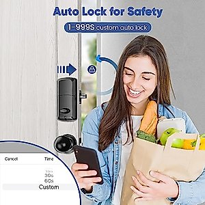 Front Door Lock Set, ADIUIVE Fingerprint Keyless Entry Door Lock with Handle, Smart Locks for Front Door, Electronic Keypad Door Lock Work with App Control Auto Lock（Keypad+Fingerprint+Key+IC+APP）
