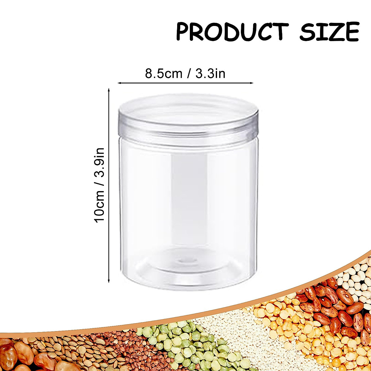 12 Pcs 16 oz Clear Plastic Jars with Ribbed Lids Wide Mouth Food Plastic Jars Airtight Paint Storage Containers for Beauty Products,Kitchen & Household Storage (Clear Lids)