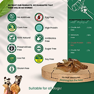 RAKUN Dried Beef Ears - 100% Natural Cow Ear Dog Chews - for Medium and Large Breed Dogs - Aggressive chewers - Pack of 1(6 Pieces)
