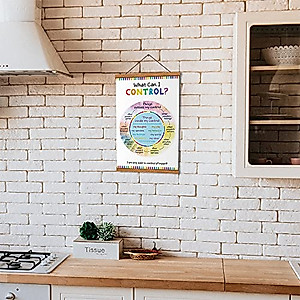 KAIRNE Colorful Inspirational Quote Poster with Wood Magnetic Hanger Frame, What I can Control Motivational Canvas Wall Art, 13.8X22 Inch for Classroom, Office