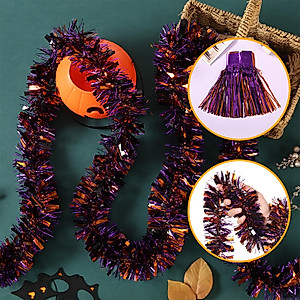 Halloween Foil Fringe Garland & Halloween Tinsel Garland Orange Black Purple Fringe Garland Tinsel Garland 10 Pcs Halloween Parade Float Decoration Halloween Party Decorations (50 ft + 50 ft)