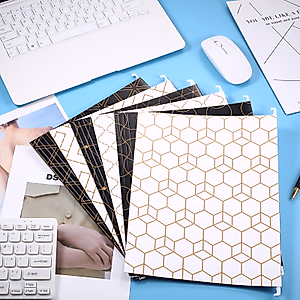 Supervitae 30 Pcs Hanging File Folders for Filing Cabinet Letter Size File Folders Geometric Aesthetic Marble File Cabinet Organizer Decorative File Folders for Office Classroom Supplies, 6 Styles