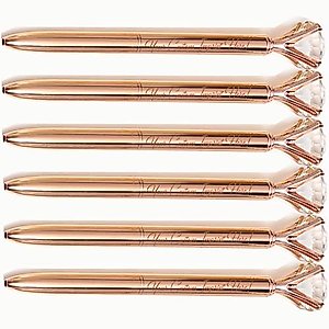 Personalized Pens with Name Personalized Pens in Bulk Custom Pens Personalized Bulk Customized Pens with Bussiness Name 6 PCS Diamonds Personalized Pens with Free Engraving (Rose Gold)