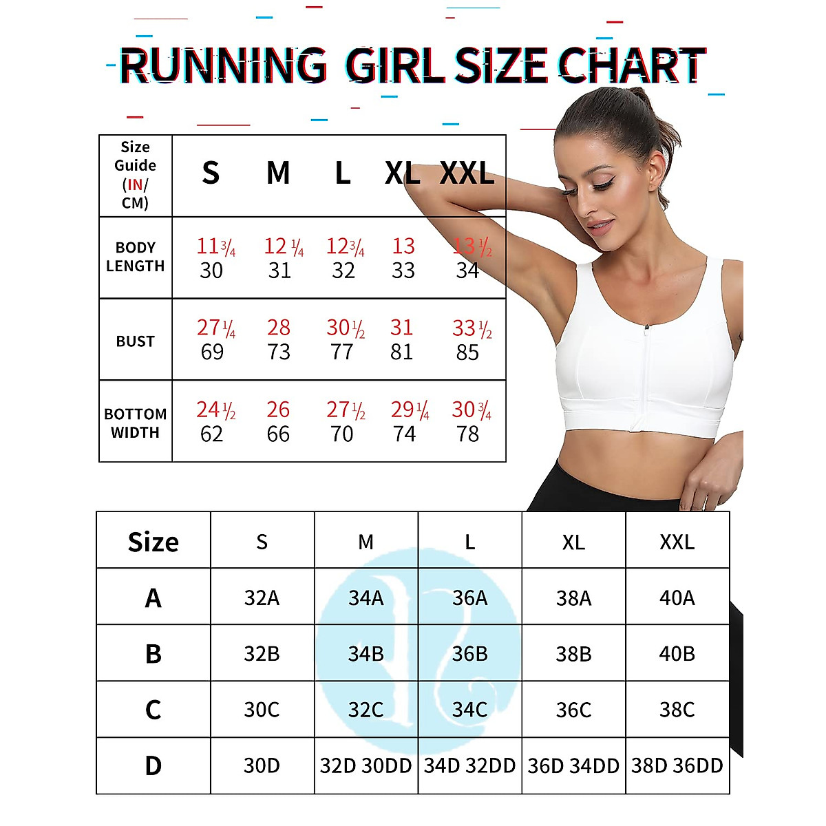 RUNNING GIRL High Impact Sports Bras for Women,Racerback Bra Workout Crop Tops for Women(WX2911 White L)