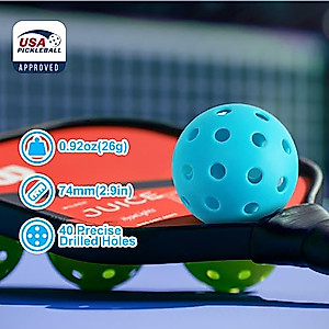 USAPA Approved Outdoor Pickleball Balls - 16 Pcs High-Bounce Balls with 40 Holes for Superior Durability | Tournament-Quality Set in 4 Bright Colors with Convenient Mesh Bag