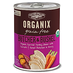 Castor & Pollux Organix Grain Free Butcher & Bushel Organic Carved Turkey Dinner in Gravy Adult Canned Dog Food, 12..7oz cans (Pack of 12)
