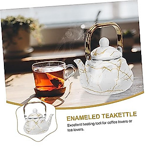 BESTOYARD 2 pcs Enamel Kettle camping kettle glass tea pot mini terrarium no whistling kettles ceramic water kettles coffee tea maker Water Boiling Pot Household Water Pot Stove Water Kettle