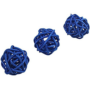 Andifany 12 pcs 3cm Rattan Wicker Ball for Garden, Wedding, Party Decoration （Royal Blue）